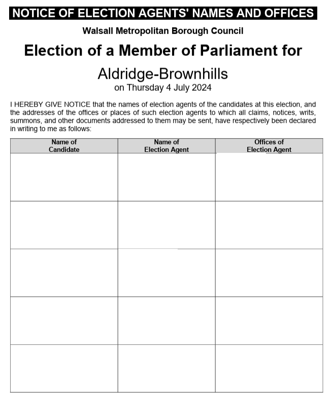 Notice of Election Agents’ Office Addresses | Pete Durnell